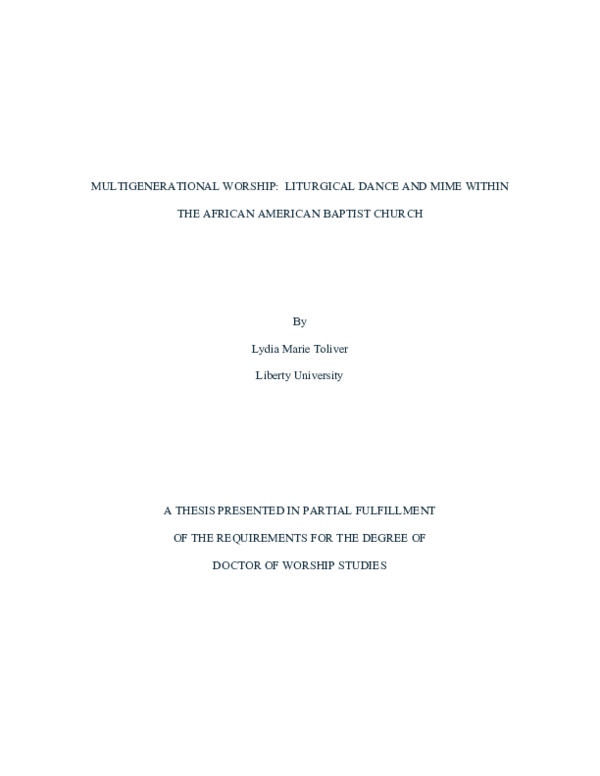 (PDF) Multigenerational Worship: Liturgical Dance and Mime within the ...