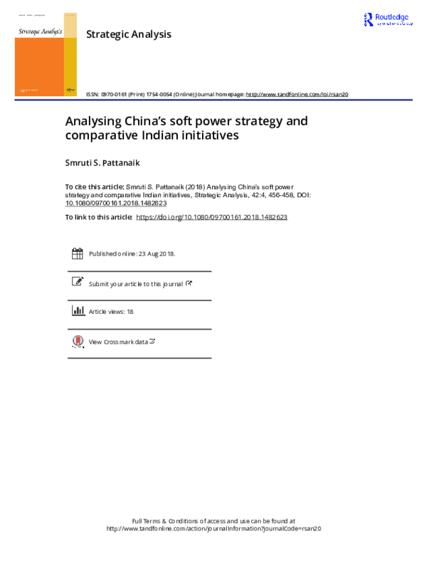 (PDF) Analysing China's Soft-Power Strategy and Comparative Indian Initiatives