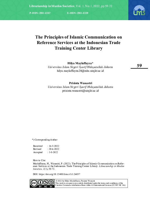 (PDF) The Principles of Islamic Communication on Reference Services at ...