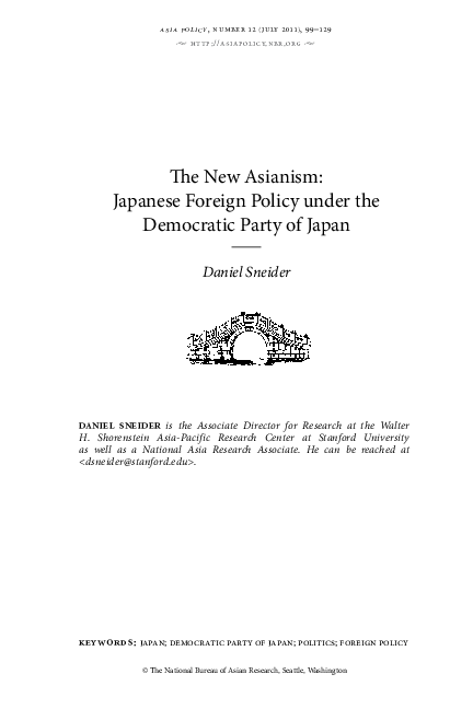 (PDF) The New Asianism: Japanese Foreign Policy under the Democratic ...
