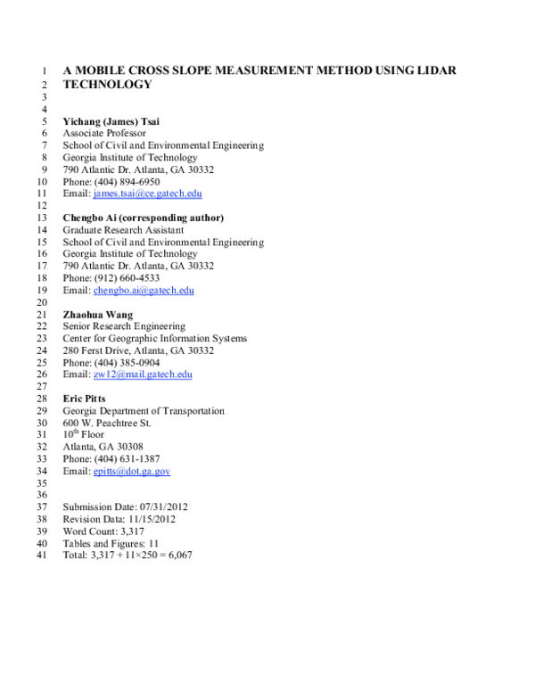 (PDF) Mobile Cross-Slope Measurement Method Using Lidar Technology