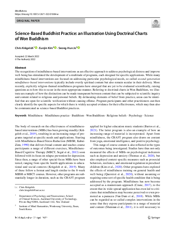 (PDF) Science-Based Buddhist Practice: an Illustration Using Doctrinal ...