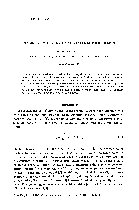 (PDF) The model of the relativistic particle with torsion