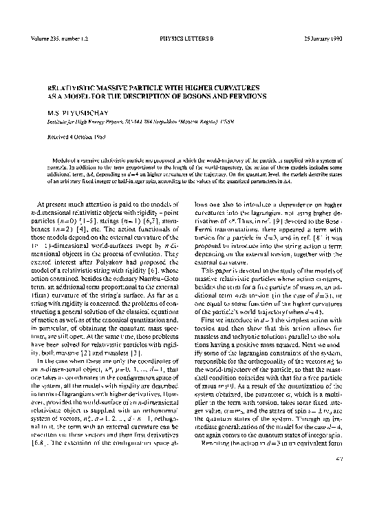 (PDF) Relativistic massive particle with higher curvatures as a model for the description of ...