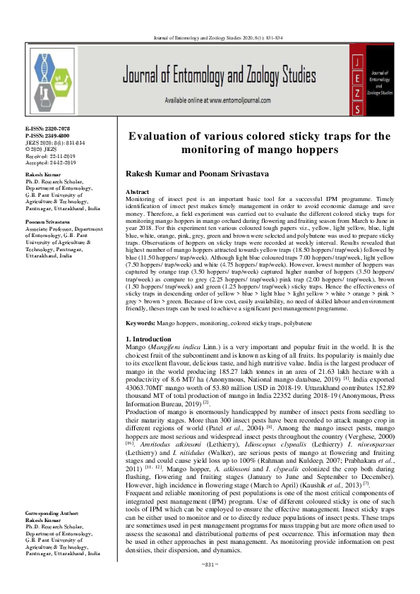(PDF) Evaluation of various colored sticky traps for the monitoring of ...