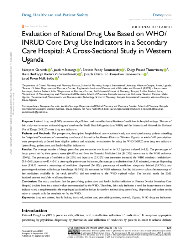 (PDF) Evaluation of Rational Drug Use Based on WHO/INRUD Core Drug Use ...