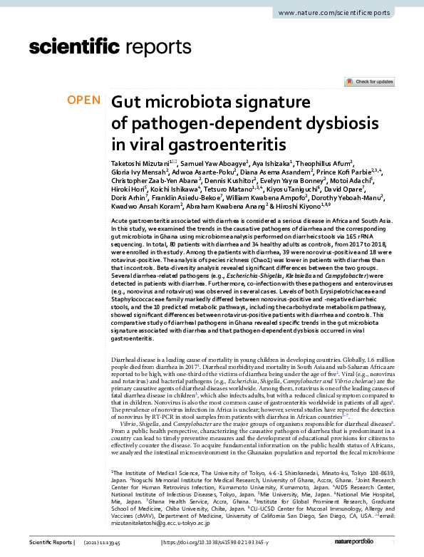 (PDF) Gut microbiota signature of pathogen-dependent dysbiosis in viral ...