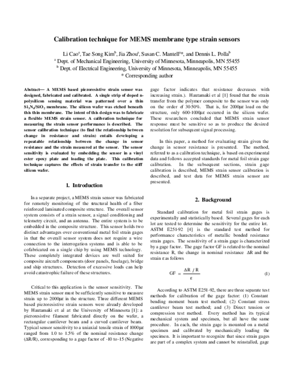 (PDF) Calibration technique for MEMS membrane type strain sensors