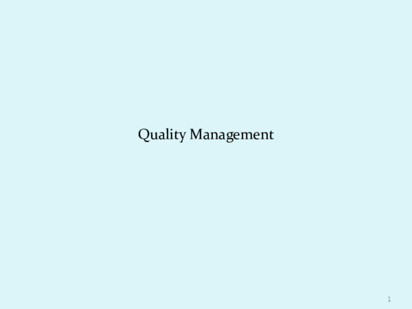 UNIT 3 QUALITY MANAGEMENT