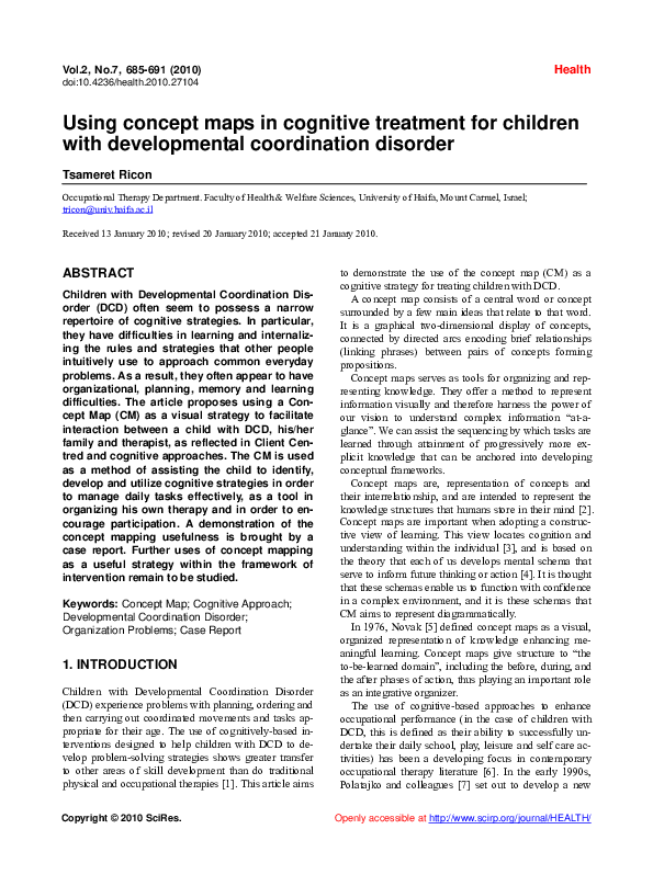 (PDF) Enhancing Cognitive Skills in DCD with Concept Maps