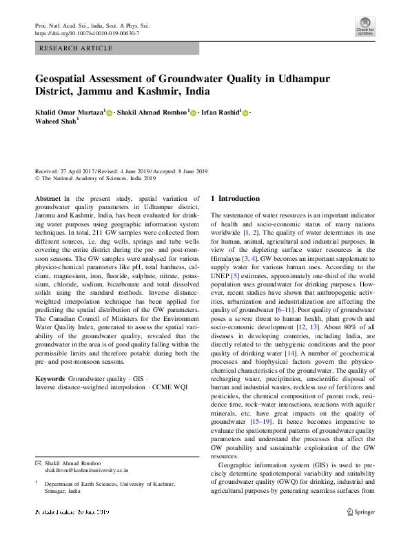 (PDF) Geospatial assessment of groundwater quality using entropy-based irrigation water quality ...