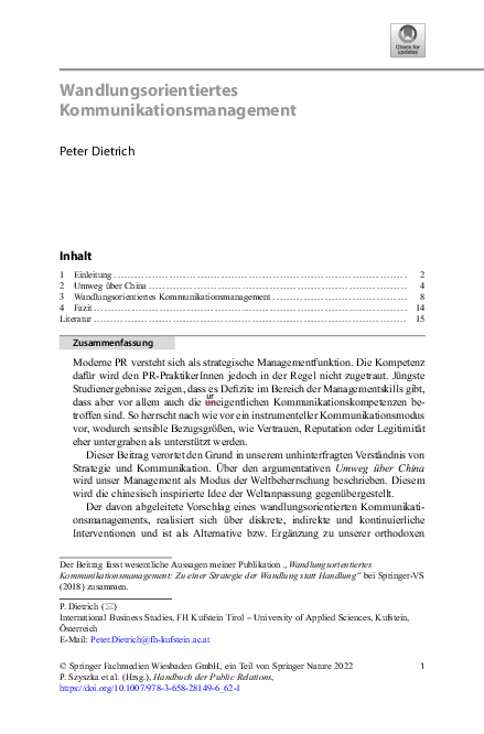 (PDF) Wandlungsorientiertes Kommunikationsmanagement