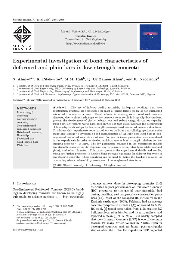 (PDF) Experimental Investigation of Bond Characteristics of Deformed ...