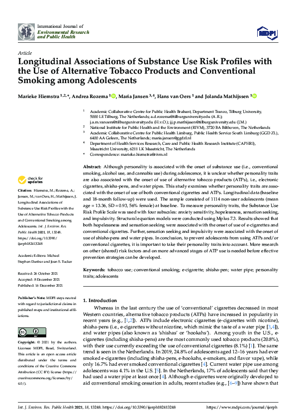 (PDF) Longitudinal Associations of Substance Use Risk Profiles with the ...