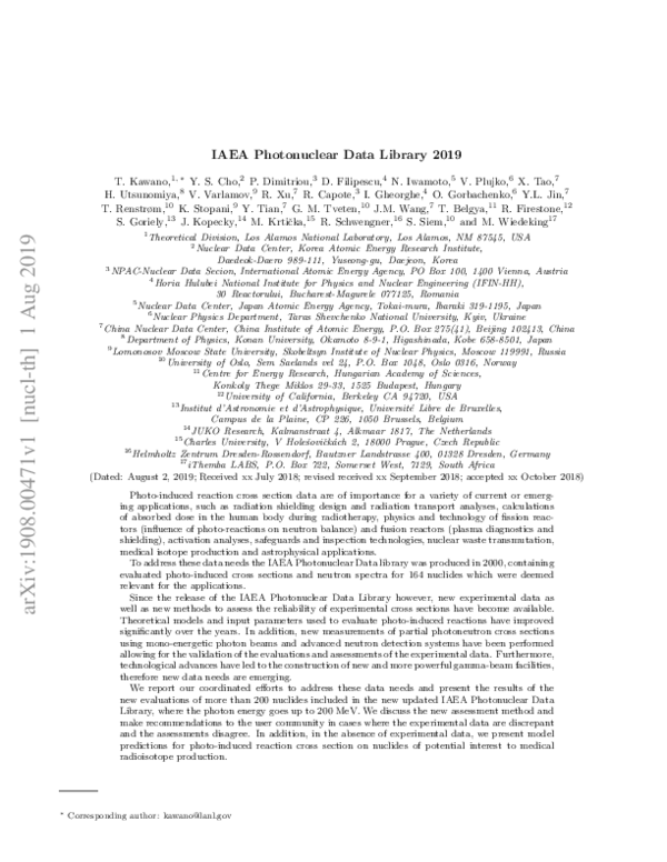 (PDF) IAEA Photonuclear Data Library 2019