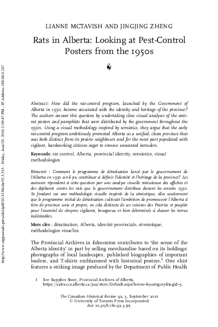 (PDF) Rats in Alberta: Looking at Pest-Control Posters from the 1950s