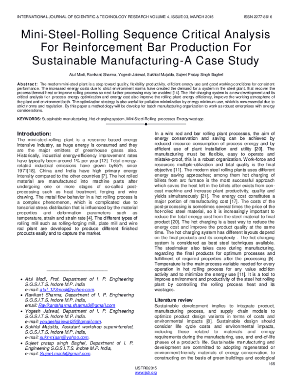 (PDF) Mini-Steel-Rolling Sequence Critical Analysis For Reinforcement ...