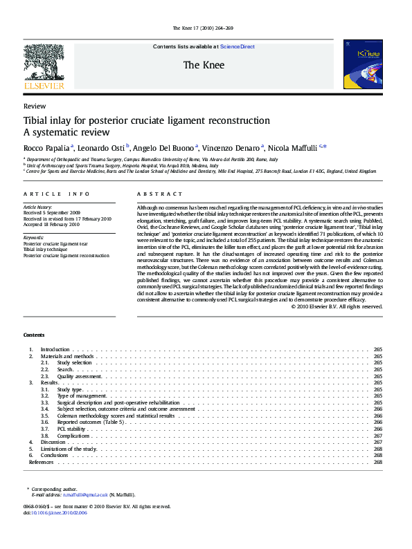 (PDF) Tibial inlay for posterior cruciate ligament reconstruction