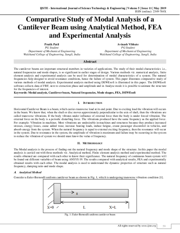 (PDF) Comparative Study of Modal Analysis of a Cantilever Beam using ...