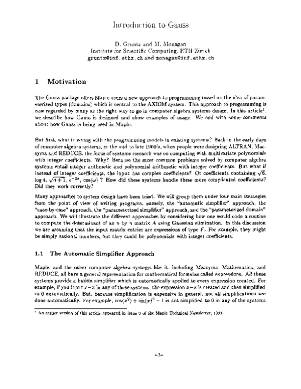 (PDF) Introduction to Gauss