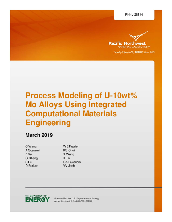 (PDF) Process Modeling of U-10wt% Mo Alloys Using Integrated Computational Materials Engineering