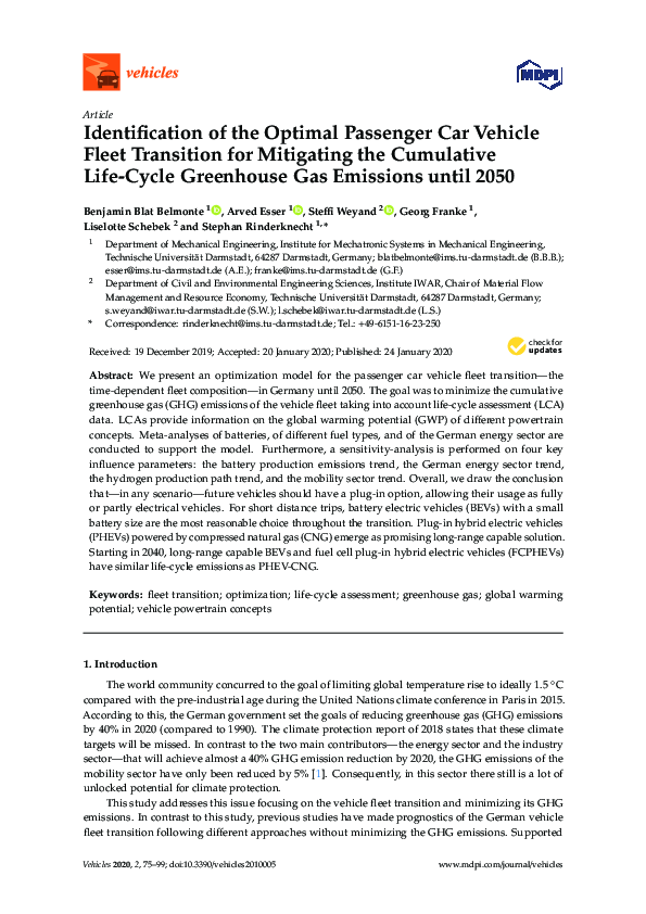 (PDF) Identification of the Optimal Passenger Car Vehicle Fleet Transition for Mitigating the ...