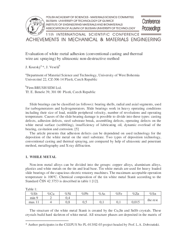 (PDF) Evaluation of white metal adhesion (conventional casting and ...
