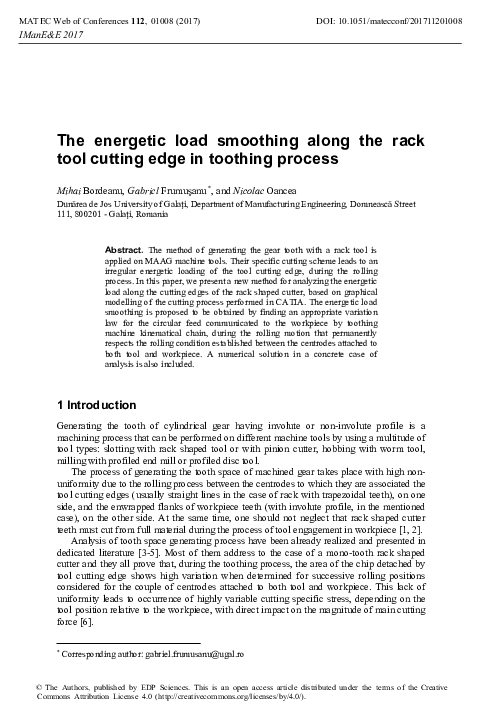 (PDF) The energetic load smoothing along the rack tool cutting edge in ...