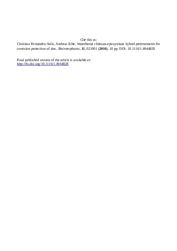 (PDF) Waterborne chitosan–epoxysilane hybrid pretreatments for ...