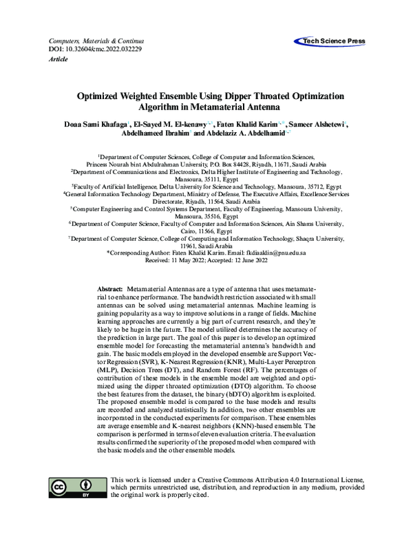 (PDF) Optimized Weighted Ensemble Using Dipper Throated Optimization Algorithm in Metamaterial ...