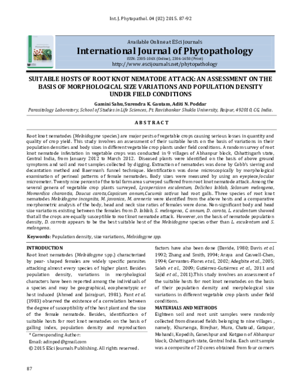 (PDF) Suitable Hosts of Root Knot Nematode Attack: An Assessment on the ...