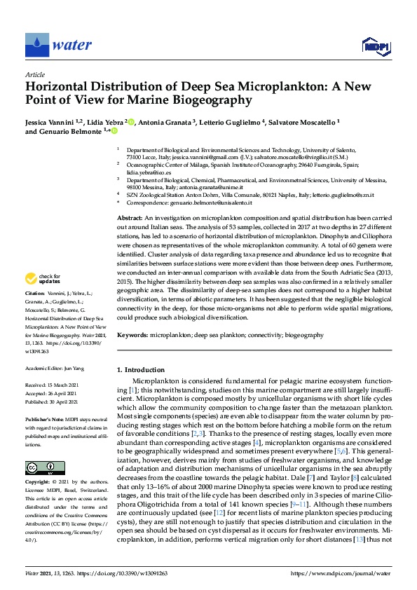 (PDF) Horizontal Distribution of Deep Sea Microplankton: A New Point of ...