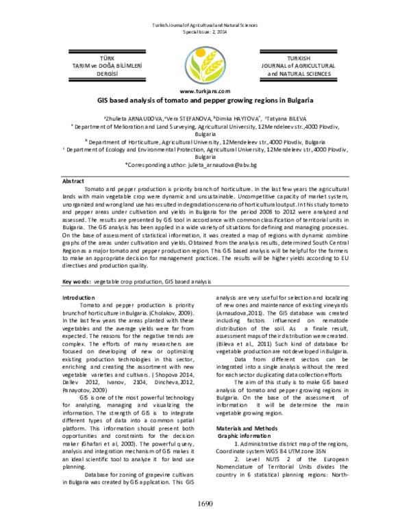 (PDF) GIS based analysis of tomato and pepper growing regions in Bulgaria