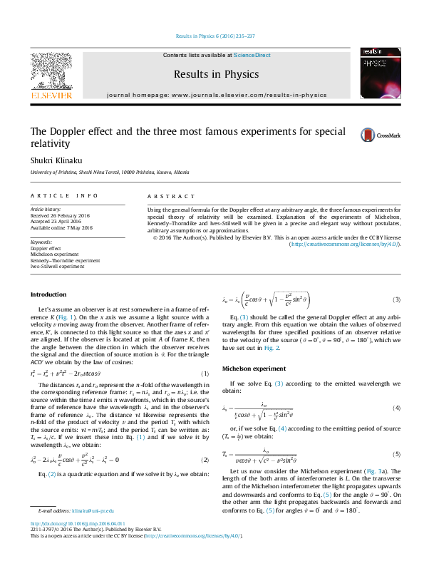 (PDF) The Doppler effect and the three most famous experiments for ...