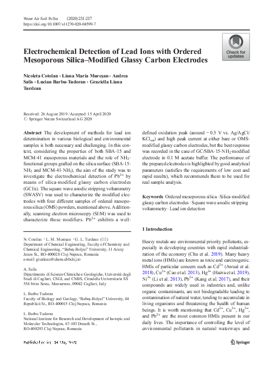 (PDF) Electrochemical Detection of Lead Ions with Ordered Mesoporous ...