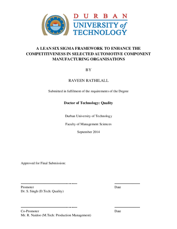 (PDF) A Lean Six Sigma framework to enhance the competitiveness in ...