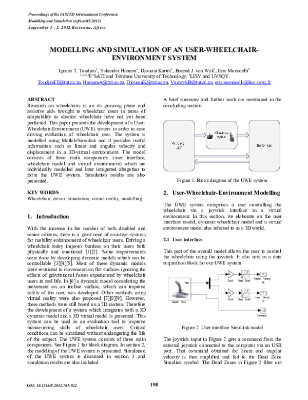 (PDF) Modelling and Simulation of an User-Wheelchair-Environment System
