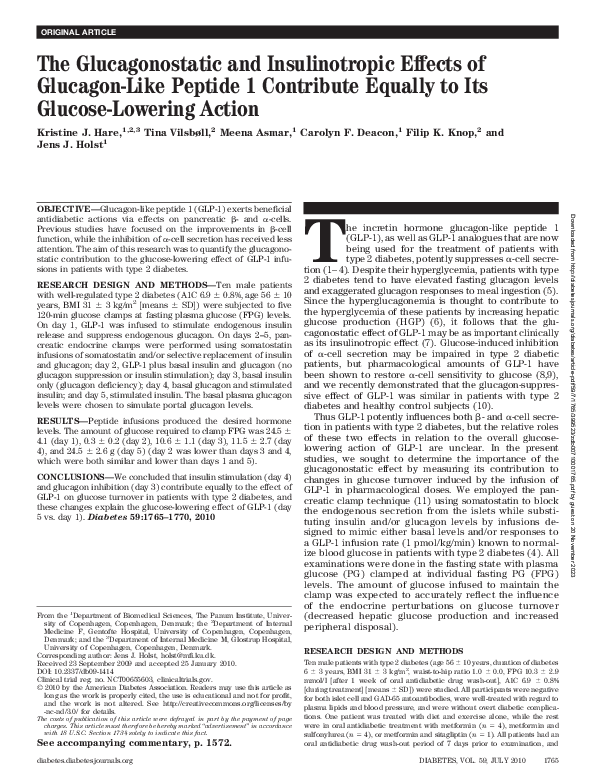 (PDF) THE GLUCAGONOSTATIC AND INSULINOTROPIC EFFECTS OF GLUCAGON-LIKE ...