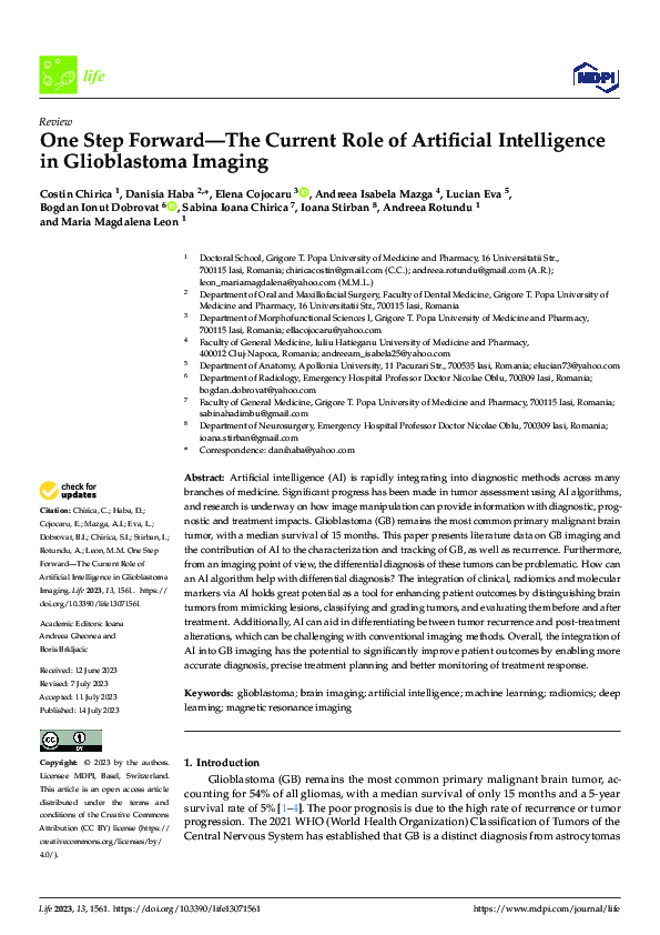 (PDF) One Step Forward—The Current Role of Artificial Intelligence in ...