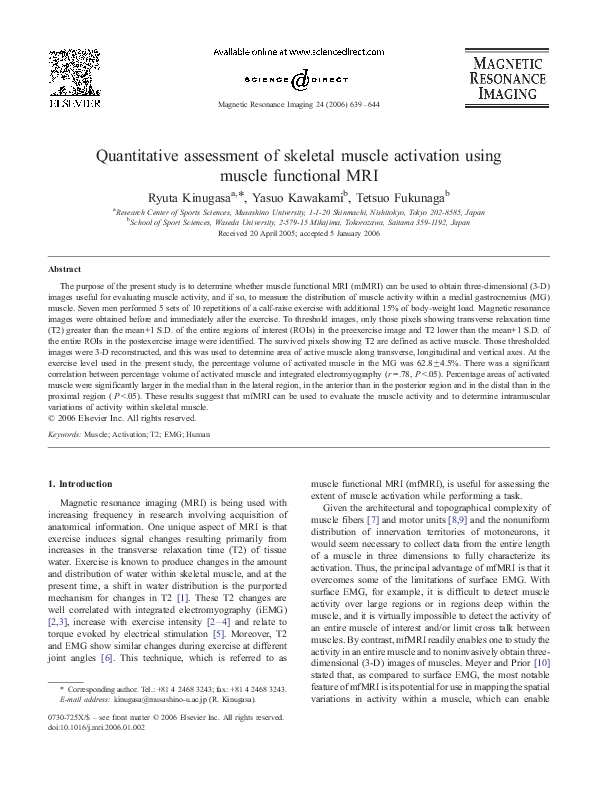 (PDF) Quantitative assessment of skeletal muscle activation using ...