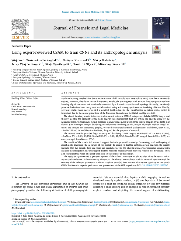 (PDF) Using expert-reviewed CSAM to train CNNs and its anthropological ...