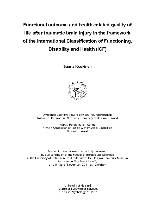 (PDF) Functional outcome and health-related quality of life after ...