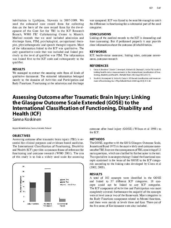 (PDF) Assessing Outcome after Traumatic Brain Injury: Linking the ...