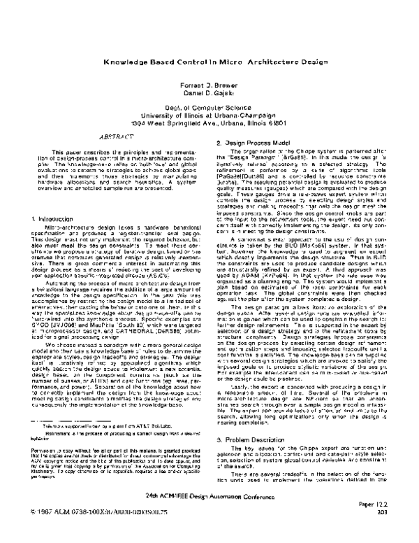 (PDF) Knowledge based control in micro-architecture design