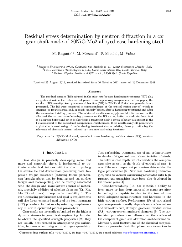 (PDF) Residual stress determination by neutron diffraction in a car ...