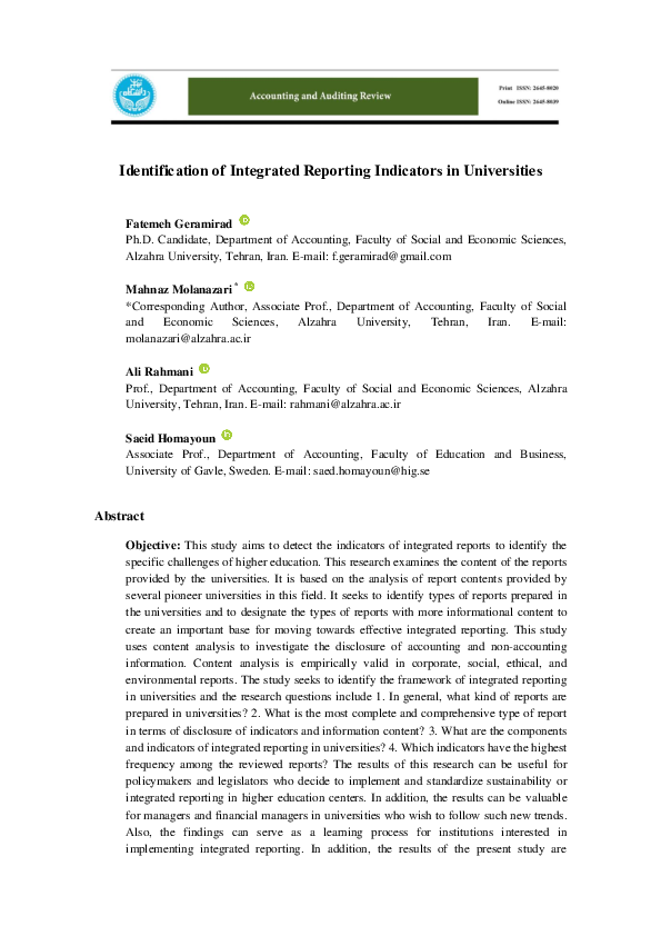 (PDF) Identification of Integrated Reporting Indicators in Universities ...