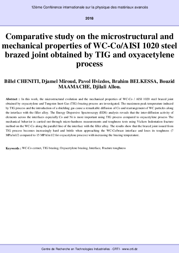 (PDF) Comparative Study on the Microstructural and Mechanical Properties of WC-Co/AISI 1020 ...