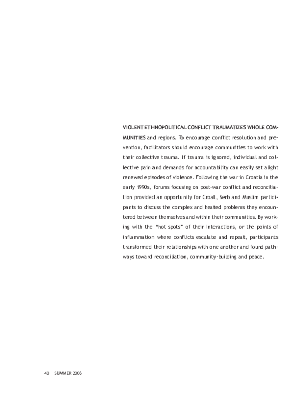(PDF) Hot spots: Post-conflict trauma and transformation