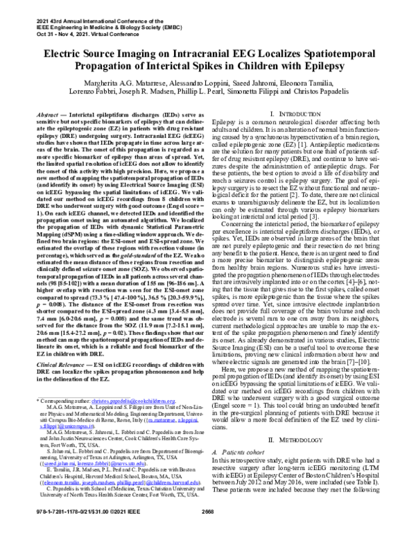 (PDF) Electric Source Imaging on Intracranial EEG Localizes ...