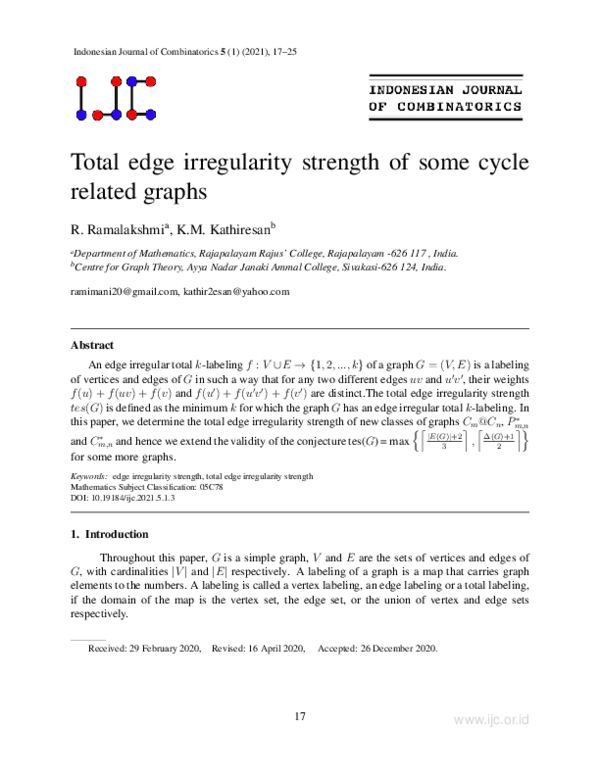 (PDF) Total edge irregularity strength of some cycle related graphs